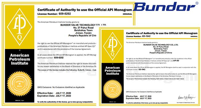Bundor Valve has obtained API-6D and API-609 certification from ...